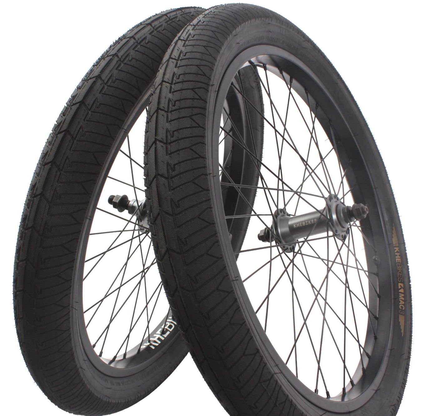 BMX wheelset including tires KHE MAC3 20 inch 14mm / 10mm F/R