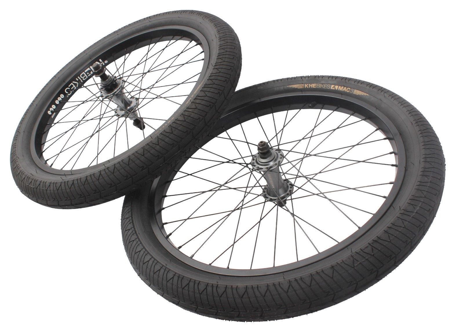 BMX wheelset including tires KHE MAC3 20 inch 14mm / 10mm F/R