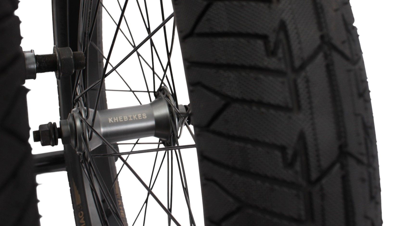 BMX wheelset including tires KHE MAC3 20 inch 14mm / 10mm F/R